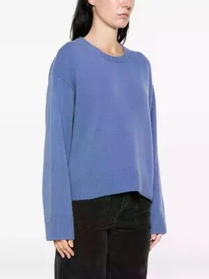 ALLUDE Ribbed-trim Crew-neck Sweater - Blue