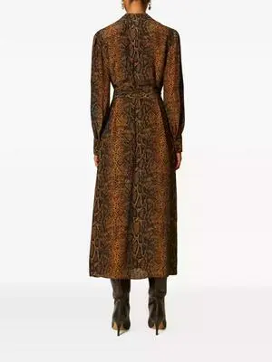 TWINSET Long Sleeve Snake Print Maxi Dress