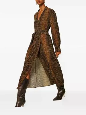 TWINSET Long Sleeve Snake Print Maxi Dress