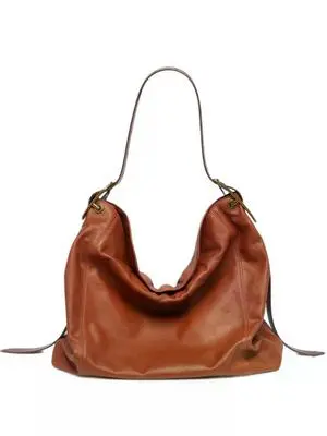 DIESEL® D-line Hobo Bag In Shiny Leather - Brown