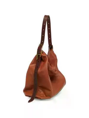 DIESEL® D-line Hobo Bag In Shiny Leather - Brown