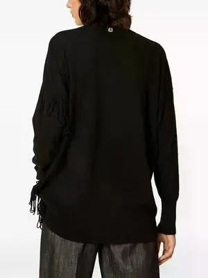 TWINSET Asymmetrical Fringed V-neck Jumper