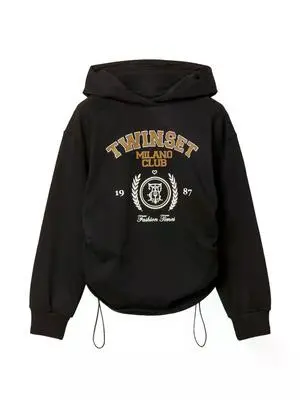 TWINSET Hoodie With Logo Print And Drawstring Hem