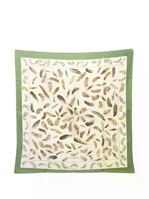 Hermès 2000s Plumes Scarf - Green
