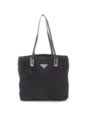 Prada 2000s Logo-plaque Tote Bag - Black