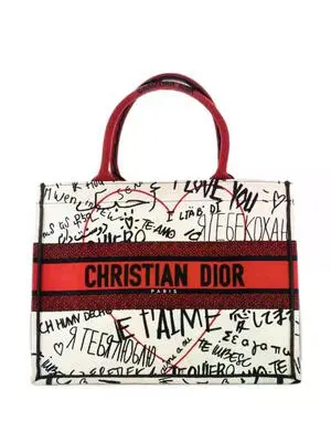 Dior Book Printed Canvas Medium Tote Bag - Neutrals
