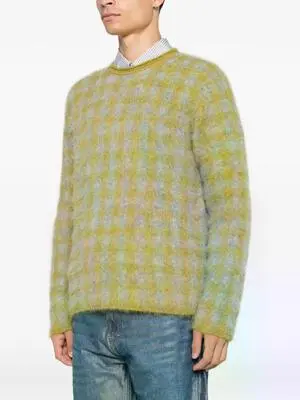 AMARANTO Check Brushed-knit Sweater