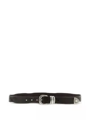 ZERBINI CLAUDIO Trittico Engraved Leather Belt - Brown