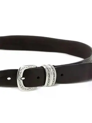 ZERBINI CLAUDIO Trittico Engraved Leather Belt - Brown