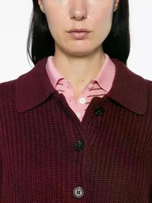A.p.c. Ribbed Knit Cardigan With Classic Collar