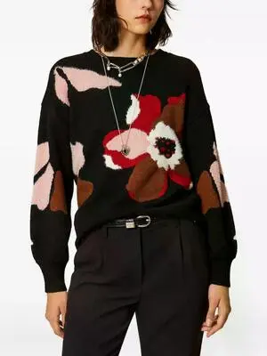 TWINSET Floral Intarsia Jumper - Black