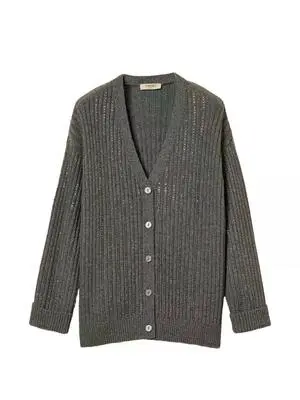 TWINSET Wool Blend Cardigan With Rhinestones - Grey