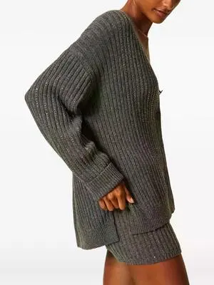 TWINSET Wool Blend Cardigan With Rhinestones