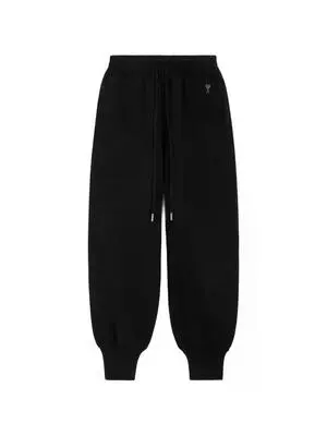 AMI Paris Wool Track Pants With De Coeur Patch