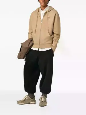AMI Paris Wool Track Pants With De Coeur Patch