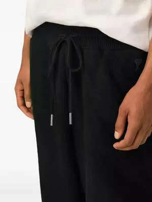 AMI Paris Wool Track Pants With De Coeur Patch