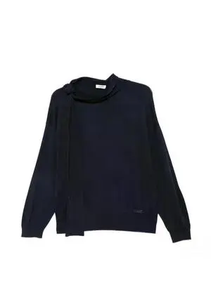 Liu Jo Tie-neck Rhinestone-logo Sweater