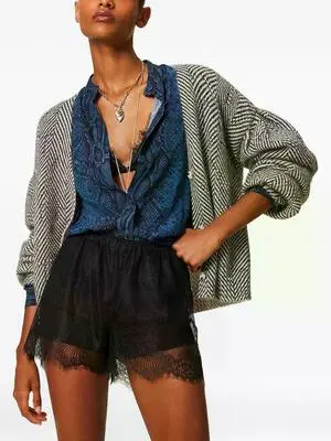 TWINSET Chevron Knit V-neck Cardigan