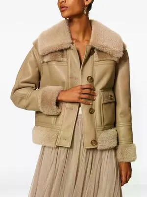 TWINSET Faux Fur Trim Leather-effect Jacket