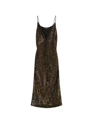 TWINSET Sequined Long Dress With V-neck And Side Slits