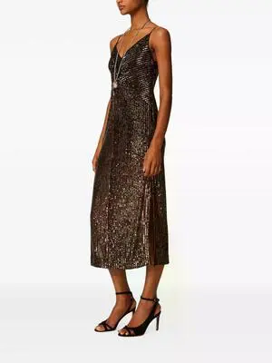 TWINSET Sequined Long Dress With V-neck And Side Slits