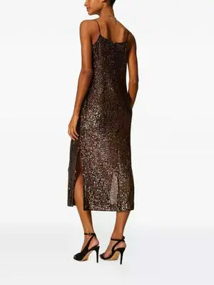 TWINSET Sequined Long Dress With V-neck And Side Slits