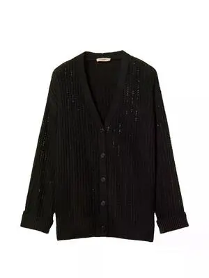 TWINSET Wool Blend Cardigan With Rhinestones