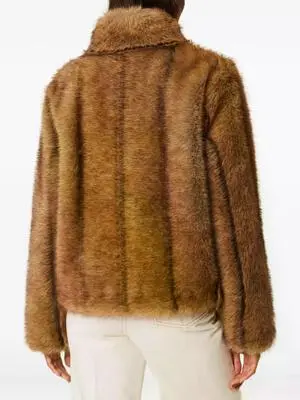 TWINSET Faux Fur Jacket With Stand Collar