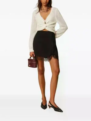 TWINSET Lace-trim Crêpe Mini Skirt