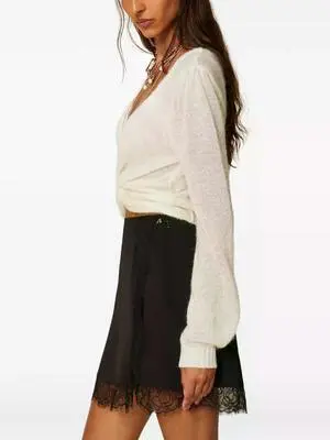 TWINSET Lace-trim Crêpe Mini Skirt