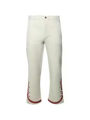 BAZISZT Baya Embroidered Straight-leg Trousers - Neutrals