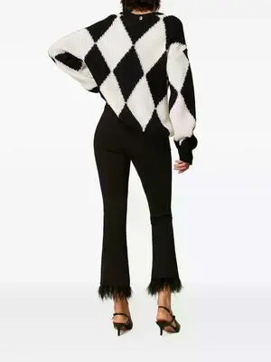 TWINSET Flared Trousers With Feather Trim