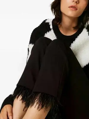 TWINSET Flared Trousers With Feather Trim