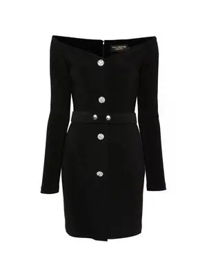 SIMONA CORSELLINI Off-shoulder Embellished Mini Dress