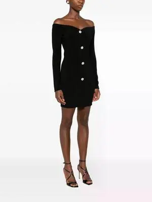 SIMONA CORSELLINI Off-shoulder Embellished Mini Dress