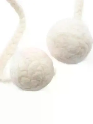 Miu Miu Beanie Hat With Pompoms And Braided Straps