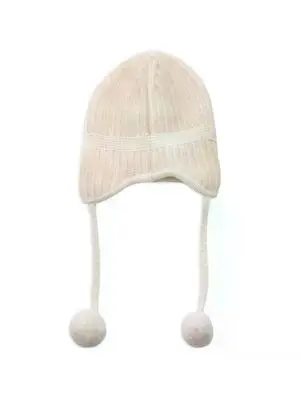 Miu Miu Beanie With Pompoms - Neutrals