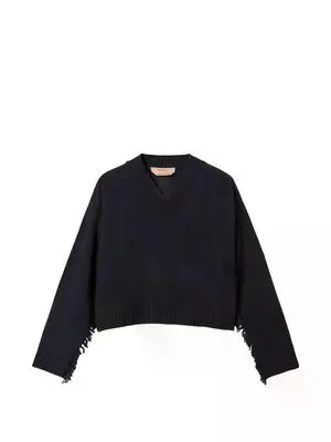 TWINSET Wool Blend Jumper With Fringe Detailing - Blue
