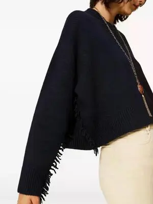 TWINSET Wool Blend Jumper With Fringe Detailing - Blue