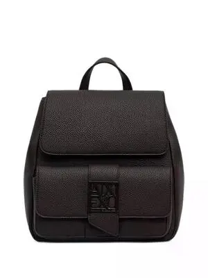 Armani Exchange Logo-plaque Pebbled Backpack - Brown
