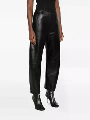 ARMA Leather Ribbed Trim Trousers