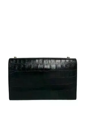 Saint Laurent Medium Croc Embossed Leather Monogram Kate Tassel Crossbody Bag