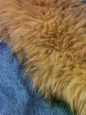 ROTATE BY BIRGER CHRISTENSEN Oversized Faux Fur Collar Denim Bomber Jacket