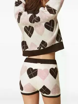 TWINSET Jacquard Knit Shorts With Heart Pattern