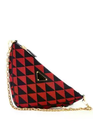Prada Symbol Triangle Jacquard Mini Shoulder Bag - Black