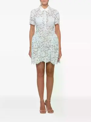 SELF-PORTRAIT Lace Mini Dress With Contrasting Collar And Bow Detail