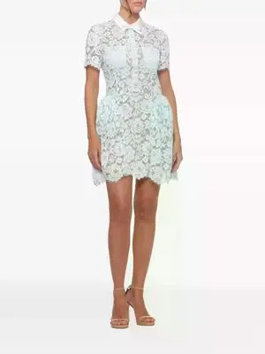 SELF-PORTRAIT Lace Mini Dress With Contrasting Collar And Bow Detail