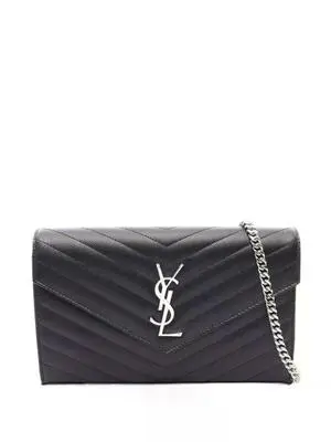 Saint Laurent 2020s Cassandre Quilted Clutch Bag - Black