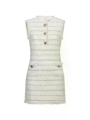 SELF-PORTRAIT Bouclé Mini Dress With Heart Buttons