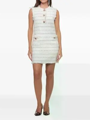 SELF-PORTRAIT Bouclé Mini Dress With Heart Buttons
